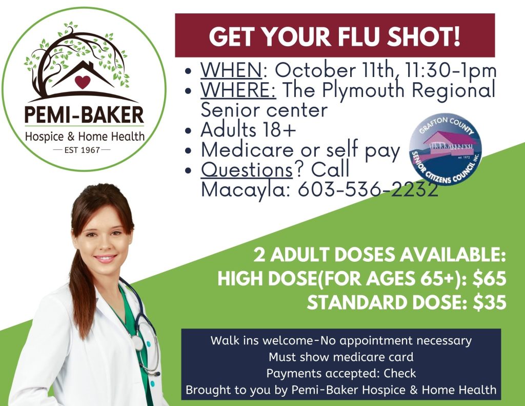 Adult Flu Clinic October 11th! | Pemi-Baker Hospice & Home Health